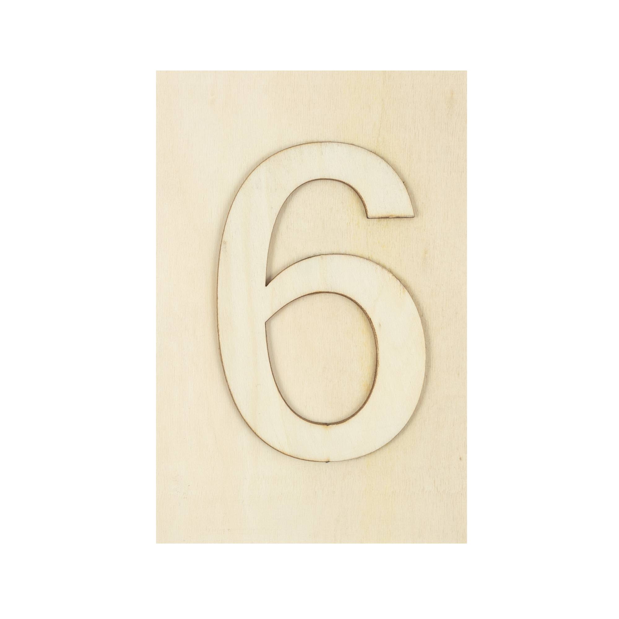 Wooden Number 6 Plaque 10cm x 15cm | Hobbycraft