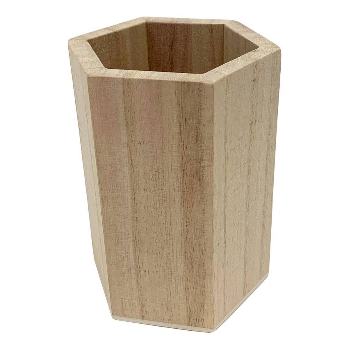 Hexagonal Wooden Pencil Holder 10cm | Hobbycraft