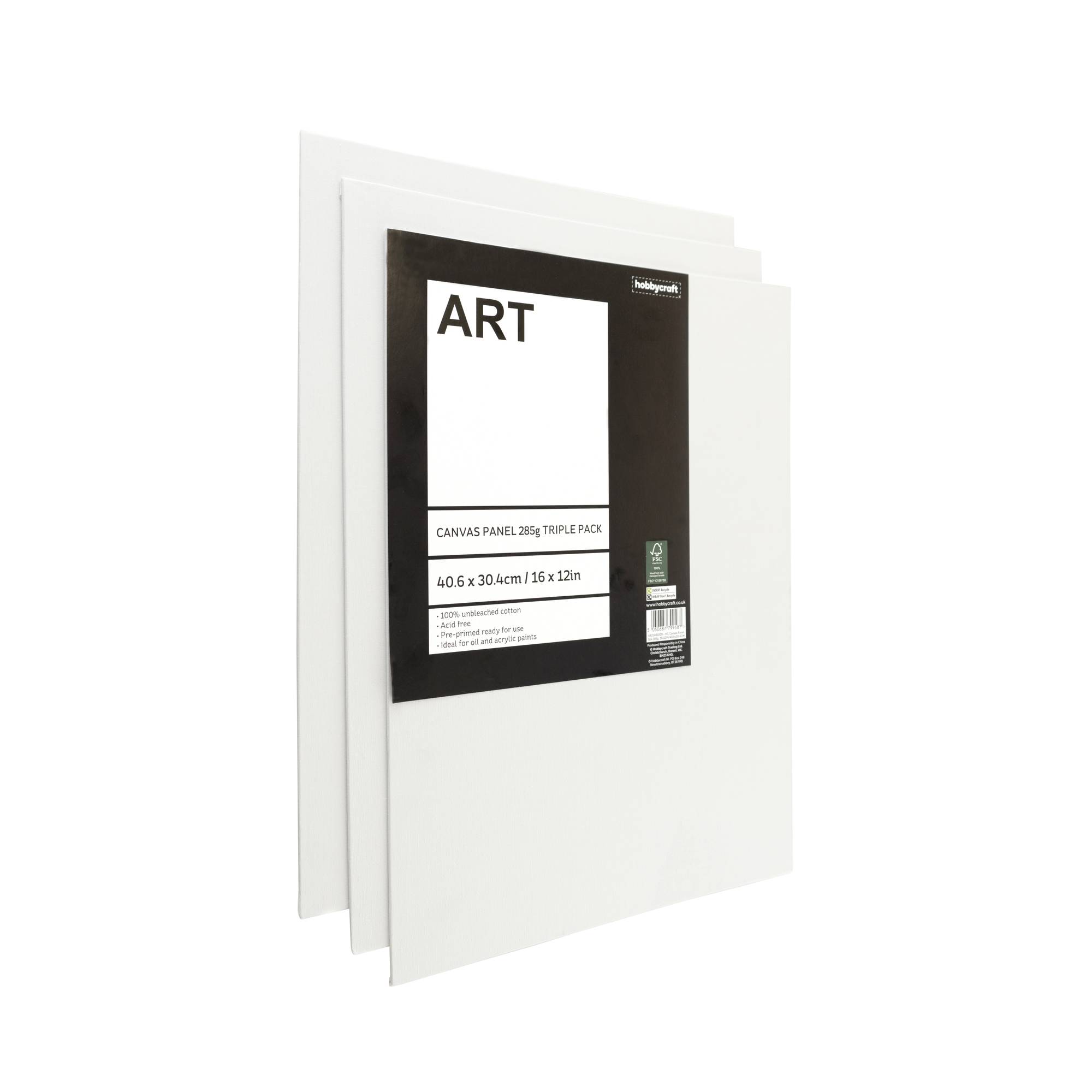 Canvas Panel 40.6cm x 30.5cm 3 Pack | Hobbycraft