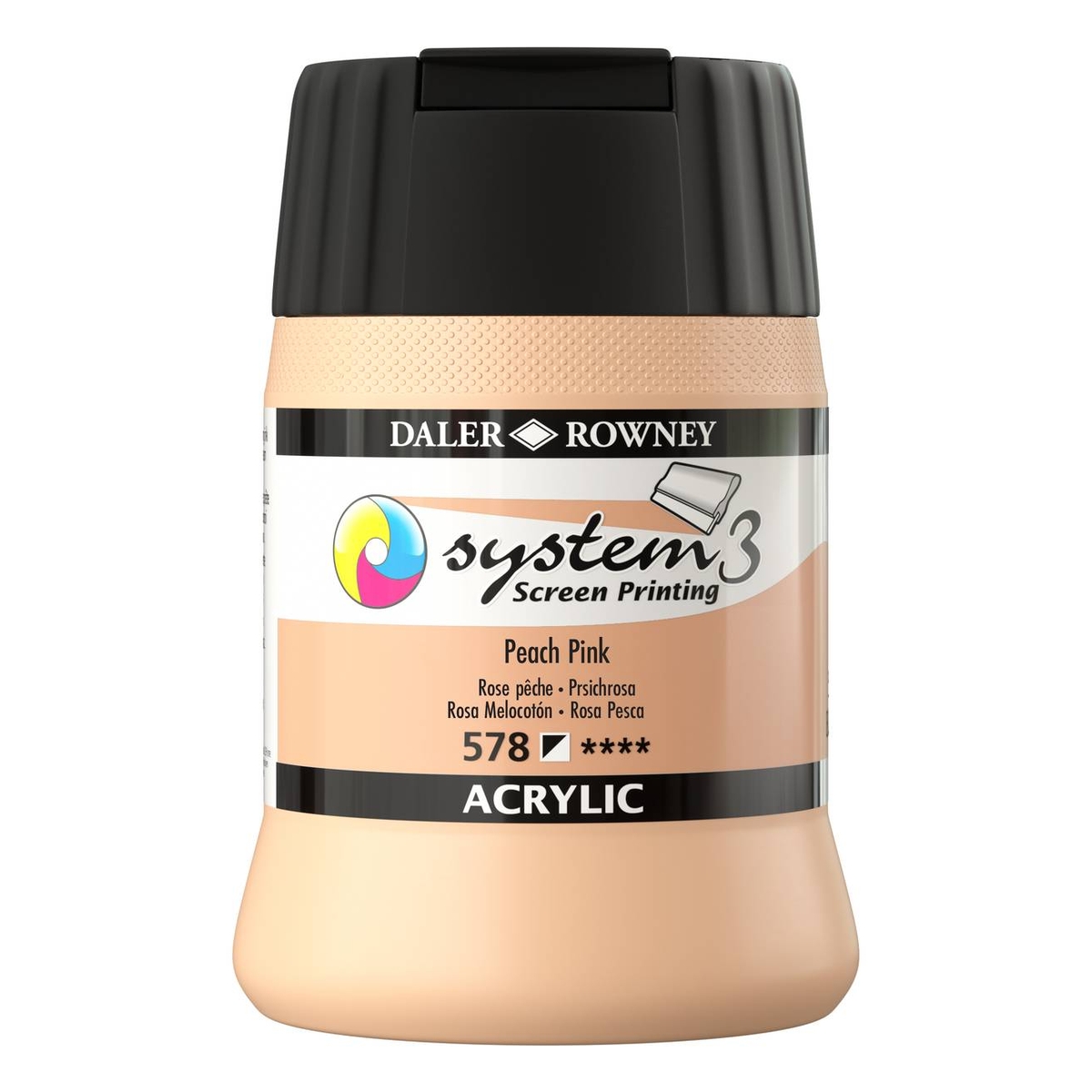 Daler-Rowney System3 Peach Pink Screen Printing Acrylic Ink 250ml ...