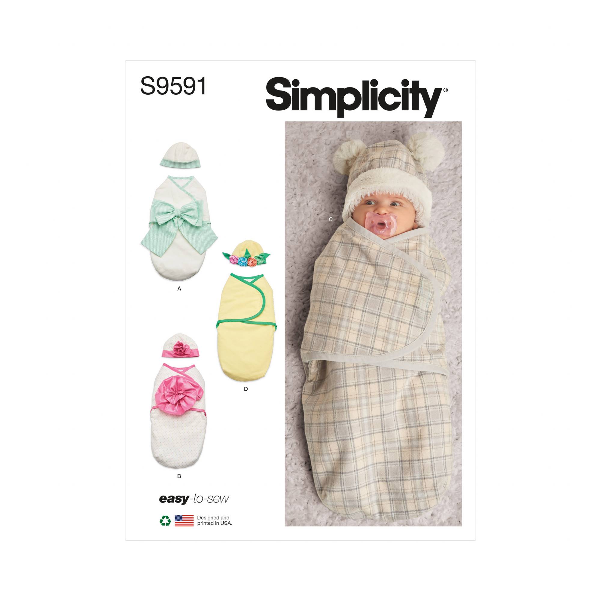 Simplicity Baby Buntings and Hats Sewing Pattern S9591 (XXS-M) | Hobbycraft