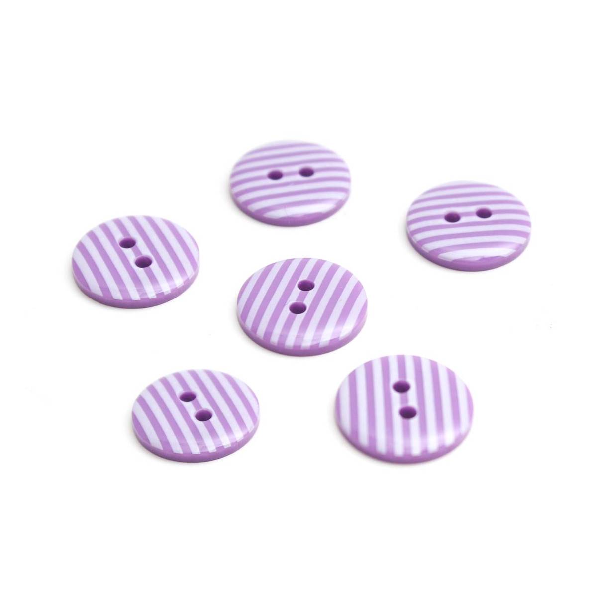 Hemline Lavender Striped Buttons 15mm 6 Pack | Hobbycraft